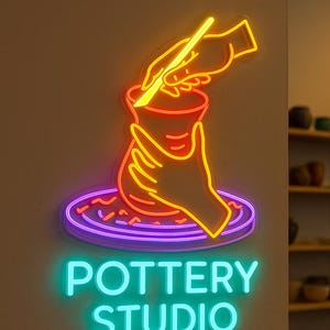 Pottery Studio Neon Decor. Pottery Neon Sign. Clay Artisan Neon Sign ...