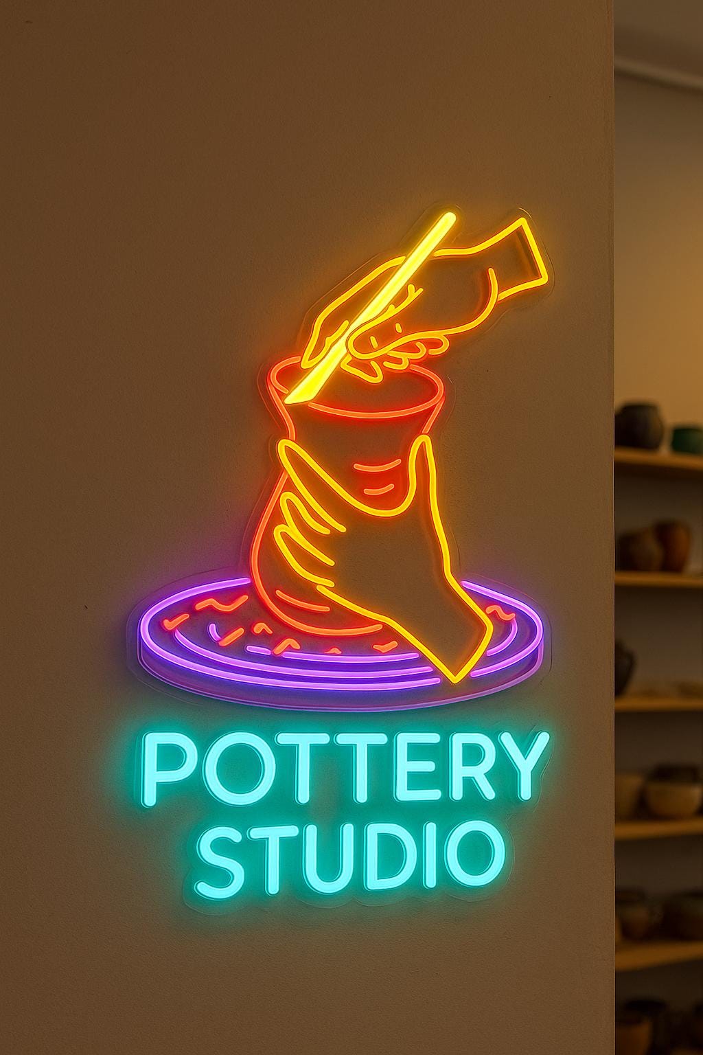 Pottery Studio Neon Decor. Pottery Neon Sign. Clay Artisan Neon Sign ...