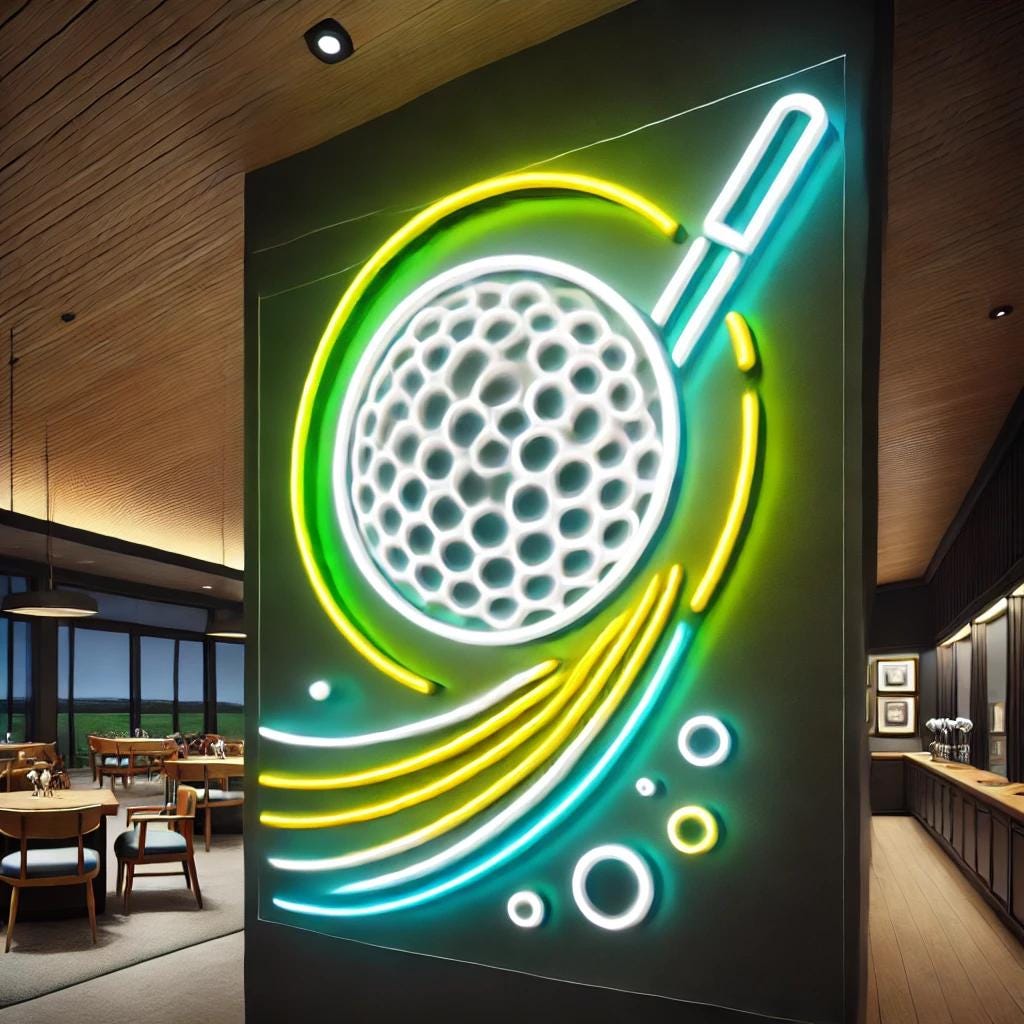 Custom Neon Golf Sign. Golf Ball, Hole With Flag, Golf Club, Flying ...