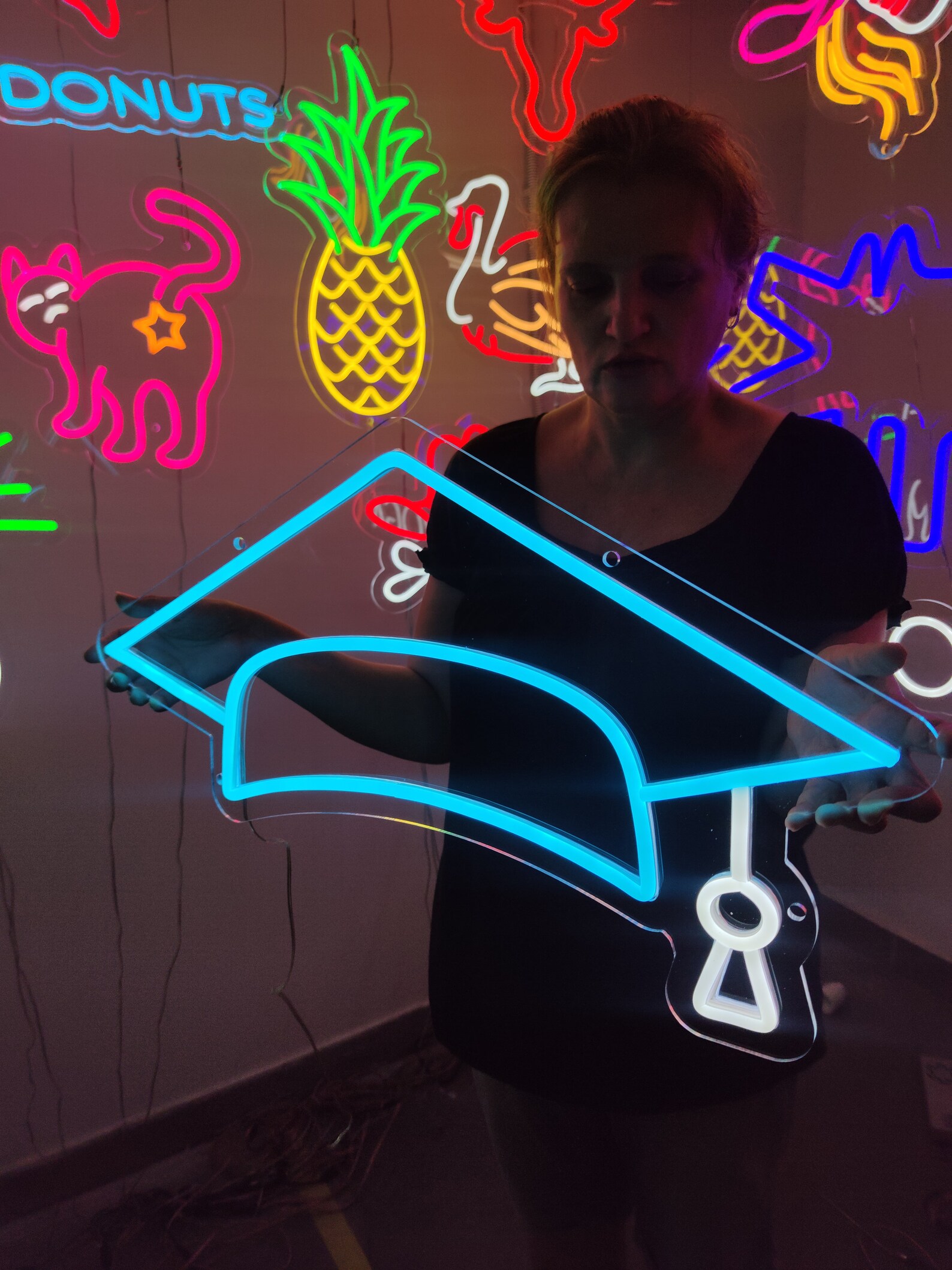 Square Academic Cap Neon Sign, Graduation Cap Sign, Custom Accessory ...