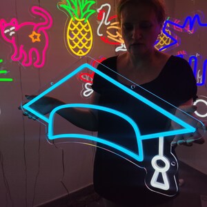 Square Academic Cap Neon Sign, Graduation Cap Sign, Custom Accessory ...