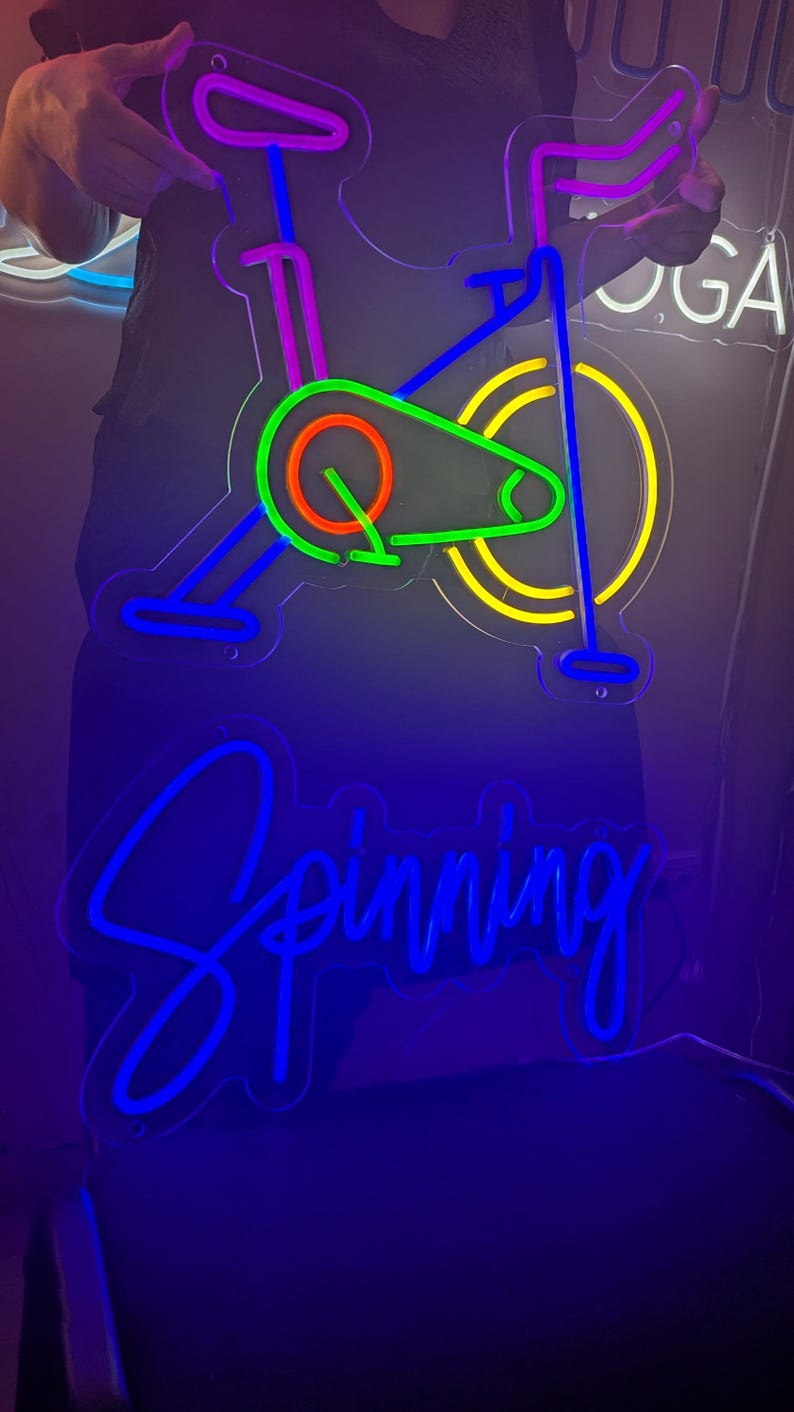 Spinning Neon Sign. Spinbike LED Decor. Cardio Workout Neon Decor ...