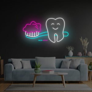 Tooth Neon Sign, Toothbrush Led Neon, Medicine Led Light, Dentist Light ...