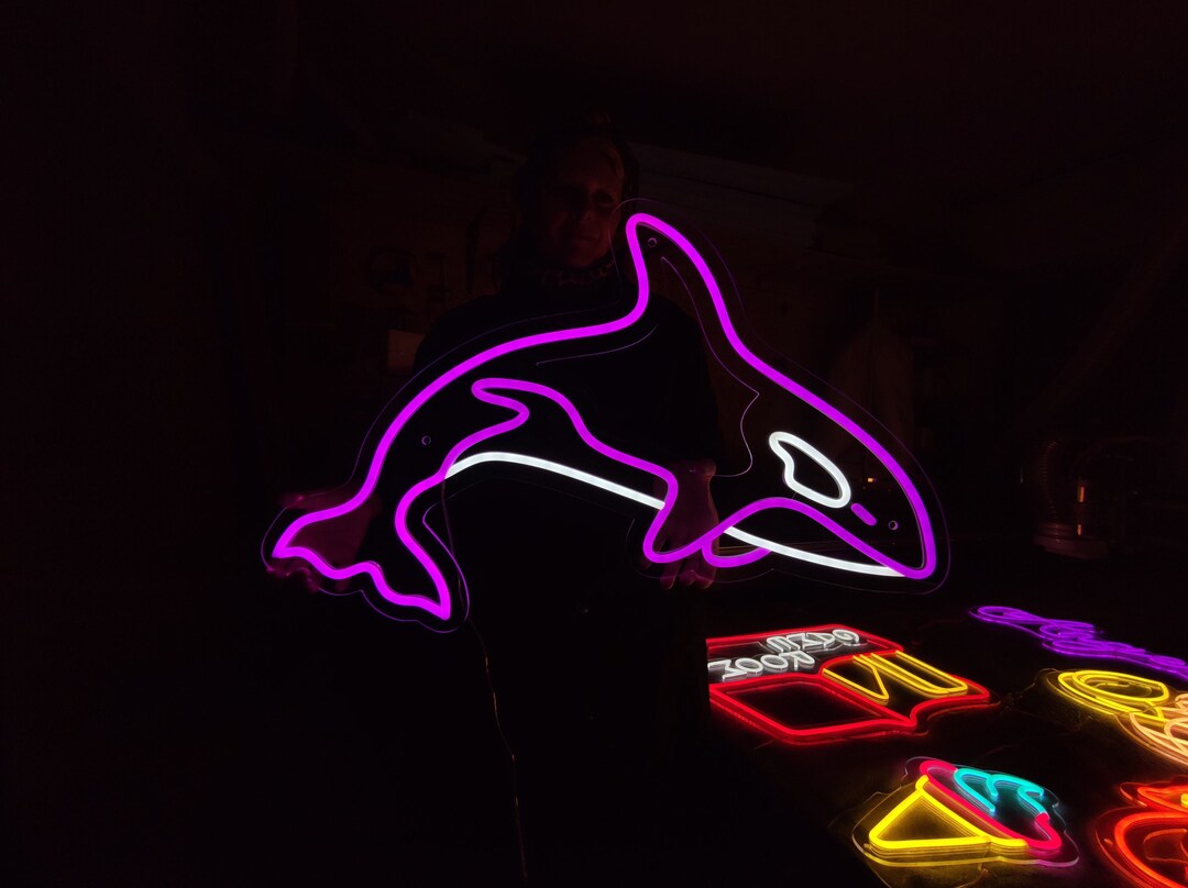 Killer Whale Neon Sign, Seaworld Led Lights, Blue Killer Whale Led Neon ...