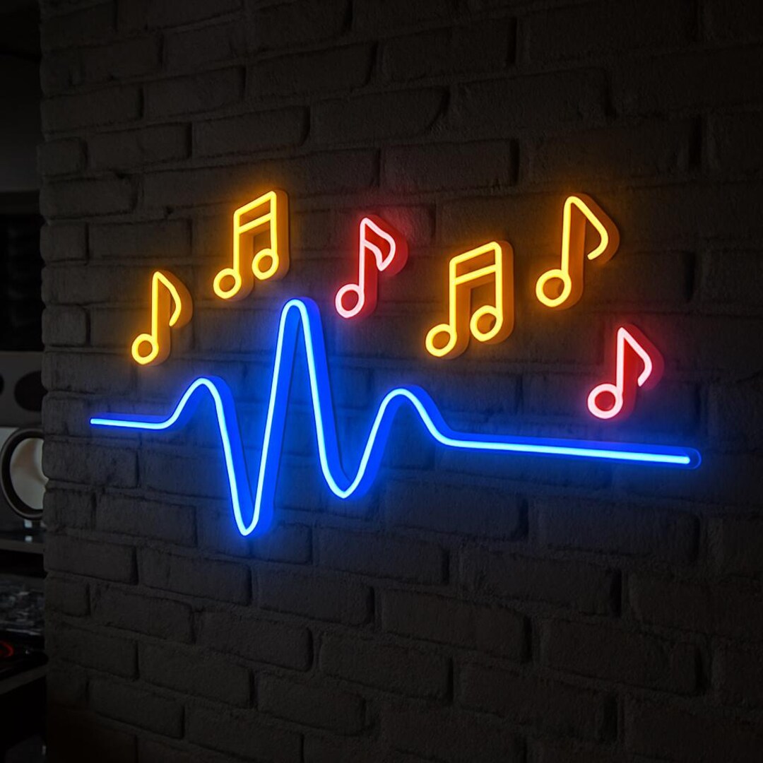 Sheet Music Neon Decor. Rhythm Track LED Decor. Neon Music Studio Decor ...
