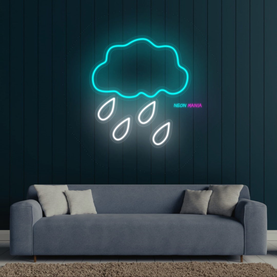 Cloud Neon Sign, Raining Cloud Led Neon, Rain Led Light, Custom Kids ...
