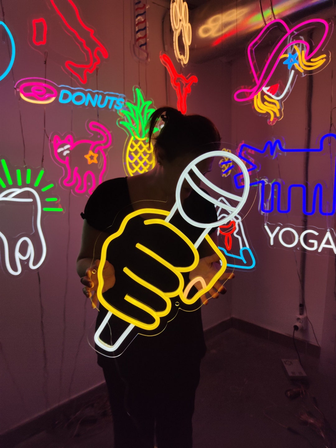 Microphone Neon Sign, Karaoke Led Light, Stand up Show Led Light ...