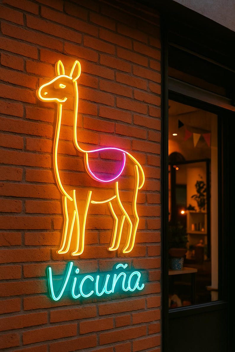 Custom Animal Neon Sign. Llama, Alpaca, Camel, Vicuña, Guanaco, Donkey ...