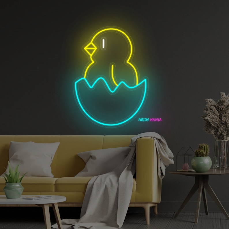 Chick Neon Sign Chicken Led Light Chick in Egg Shell Led - Etsy