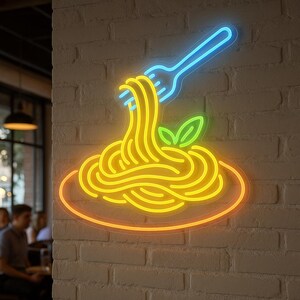 Spaghetti Neon Sign. Restaurant LED Decor. Chef Gift Idea. Dish LED ...