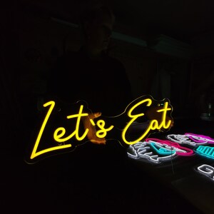 Lets Eat Neon Sign, Lets Eat Led Light, Custom Kitchen Decor Neon Light ...