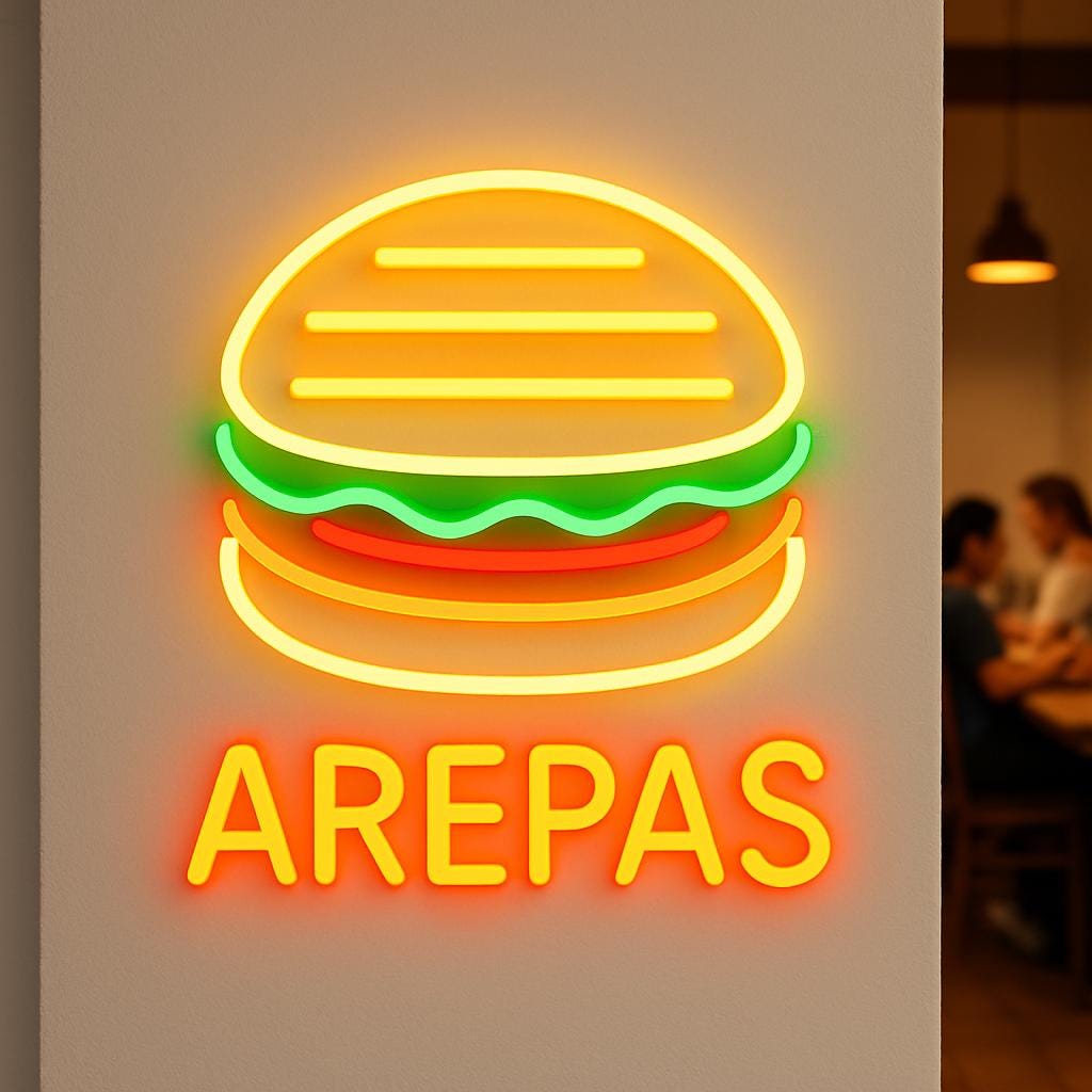 Arepas Neon Sign. Restaurant Light. Traditional Latin American Corn ...