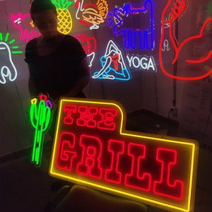 The Grill Neon Sign. Custom Led Neon Sign. Your Cafe Light Sign. Your ...