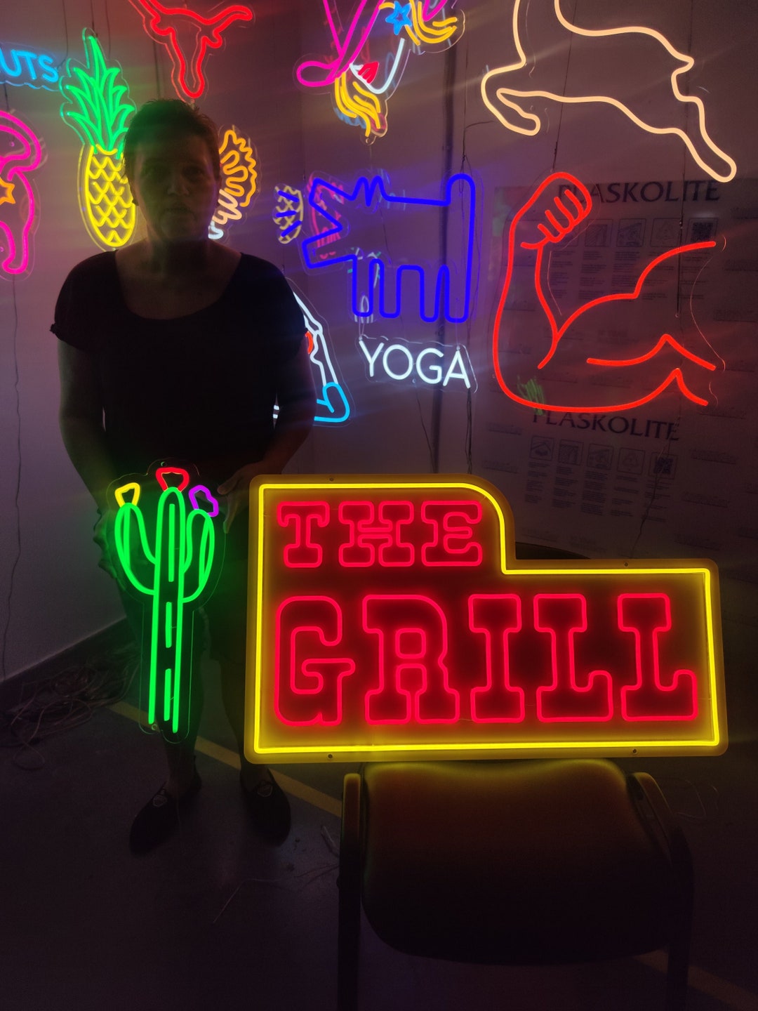 The Grill Neon Sign. Custom Led Neon Sign. Your Cafe Light Sign. Your ...