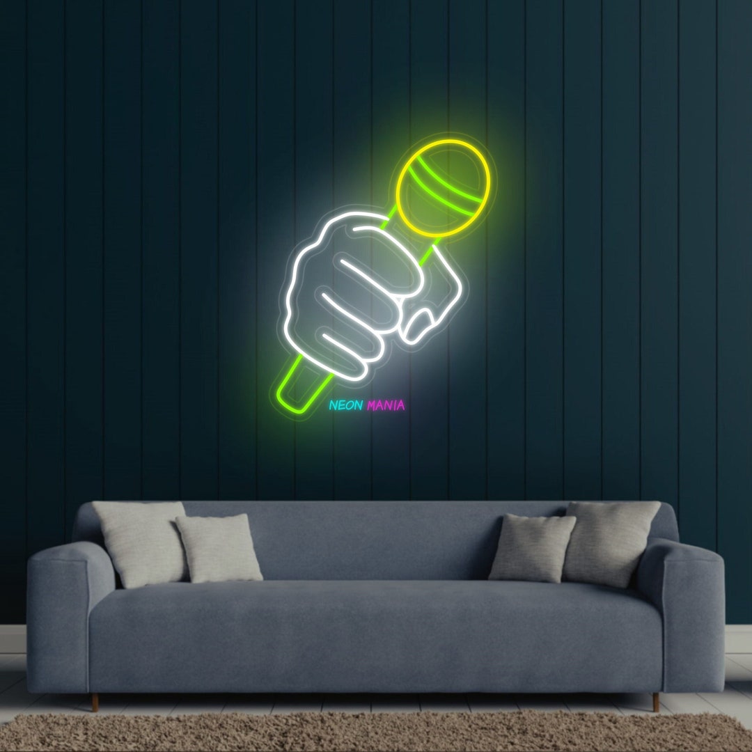 Microphone Neon Sign Karaoke Led Light Stand up Show Led - Etsy