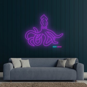 Squid Neon Sign, Octopus Light Sign, Ocean Animals Led Sign, Underwater ...