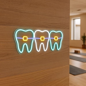 Tooth With a Brace Neon Sign. Teeth Braces Led Neon. Dental Braces Led ...