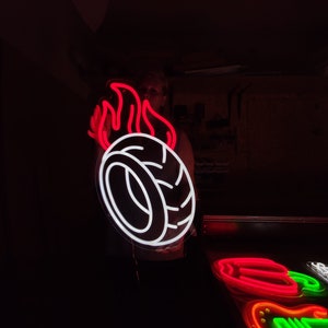 Car Wheel Neon Sign, Tire Led Sign, Tire Service Light Sign, Car ...