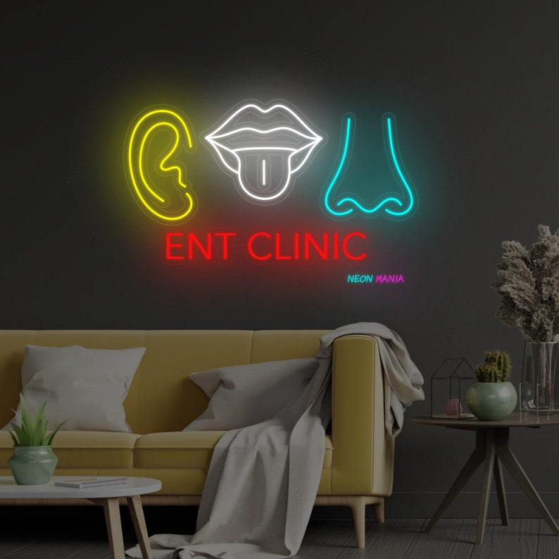 ENT Clinic Neon Sign: Light up Your Clinic. Ear, Nose & Throat Care Led ...