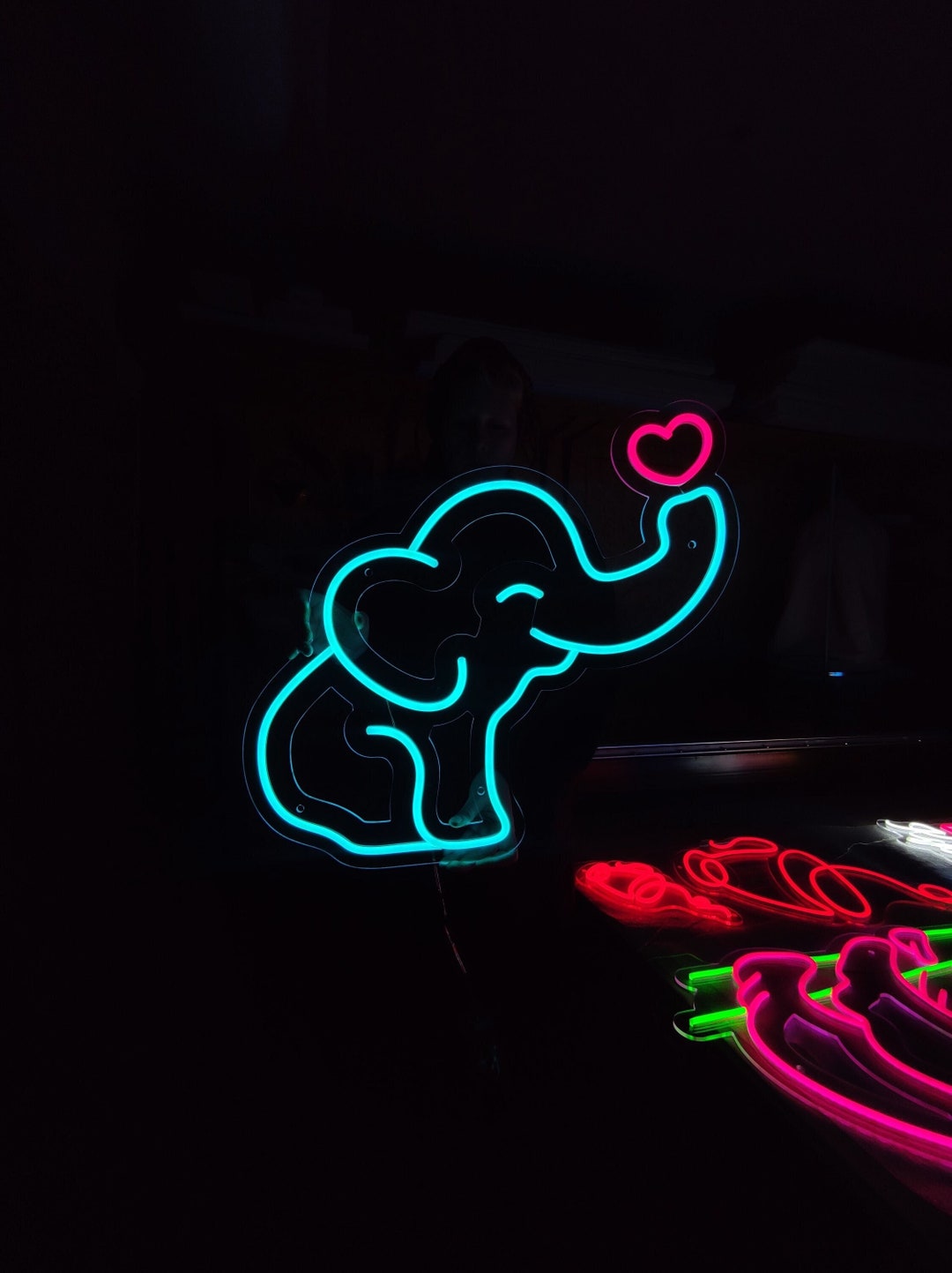 Elephant Neon Sign Cute Baby Elephant Light Sign Animal Baby - Etsy
