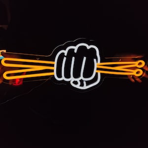 Percussion Mallets in a Hand Neon Sign, Drum Mallets Led Light, Beaters ...