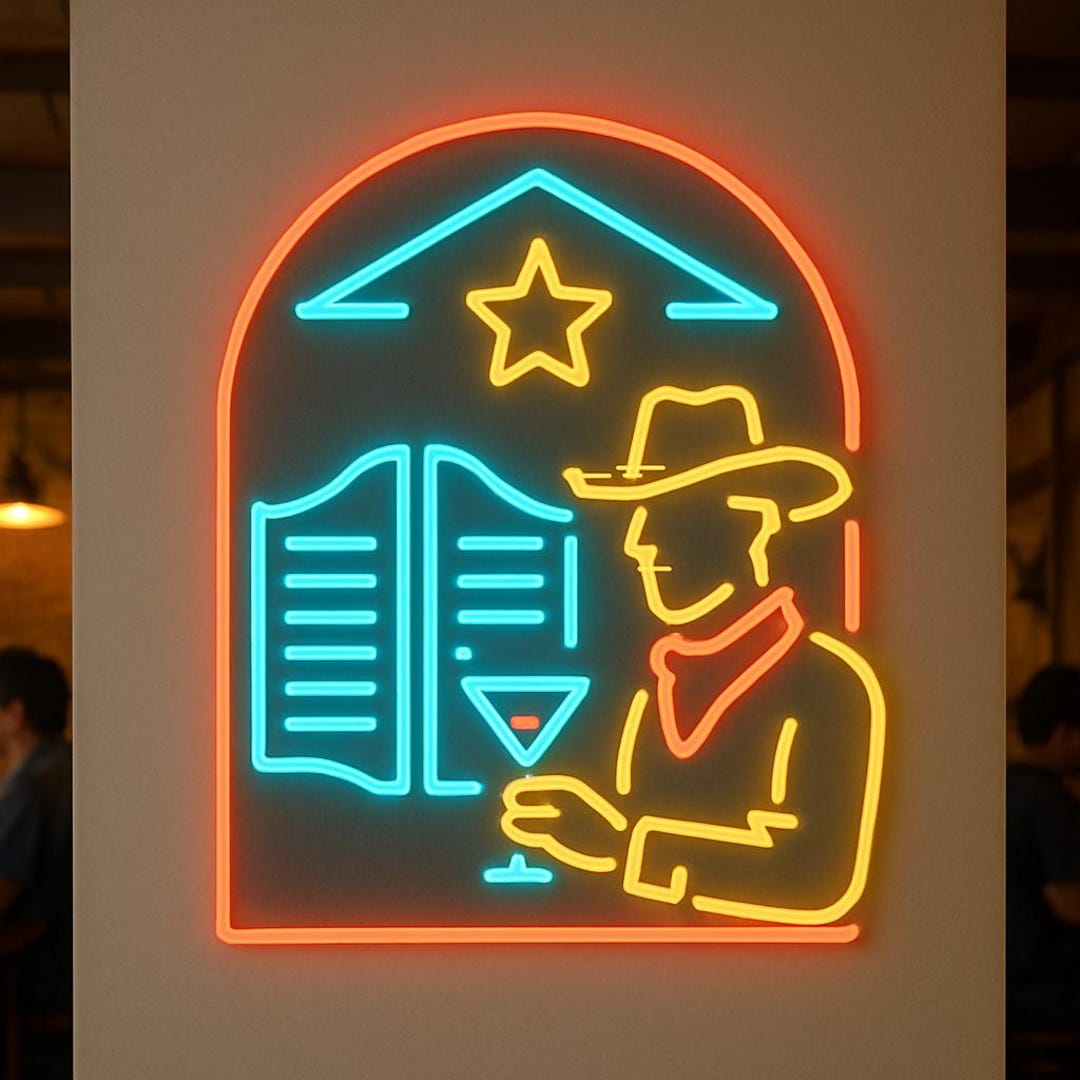 Western Saloon Theme Neon Sign. Saloon Entrance Door Light. Cowboy Gift ...