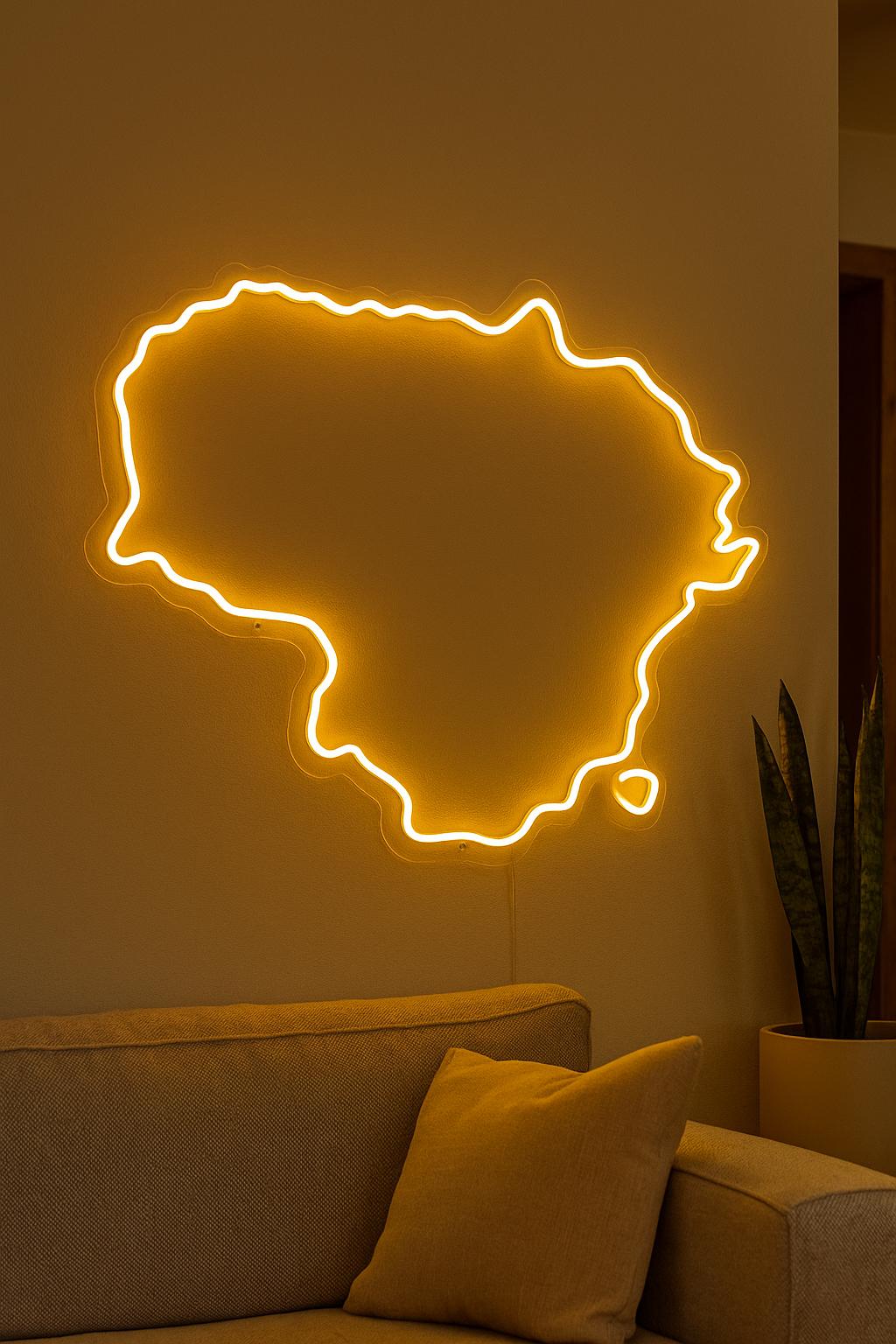 Maps of European Countries Neon Sign. Iceland, Spain, Italy, Cyprus ...