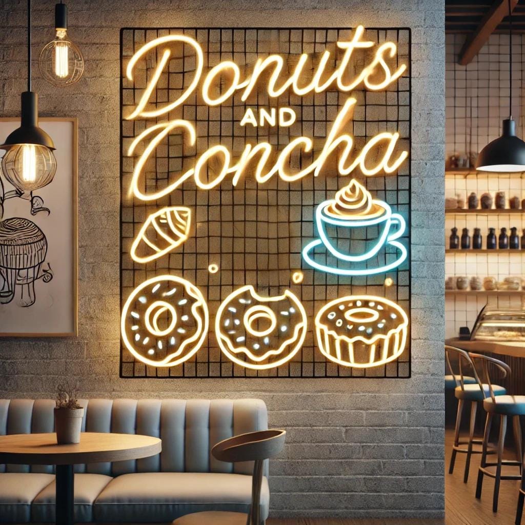Custom Sweets Neon Sign. Cake, Cookies, Macarons, Spoon With Cream ...
