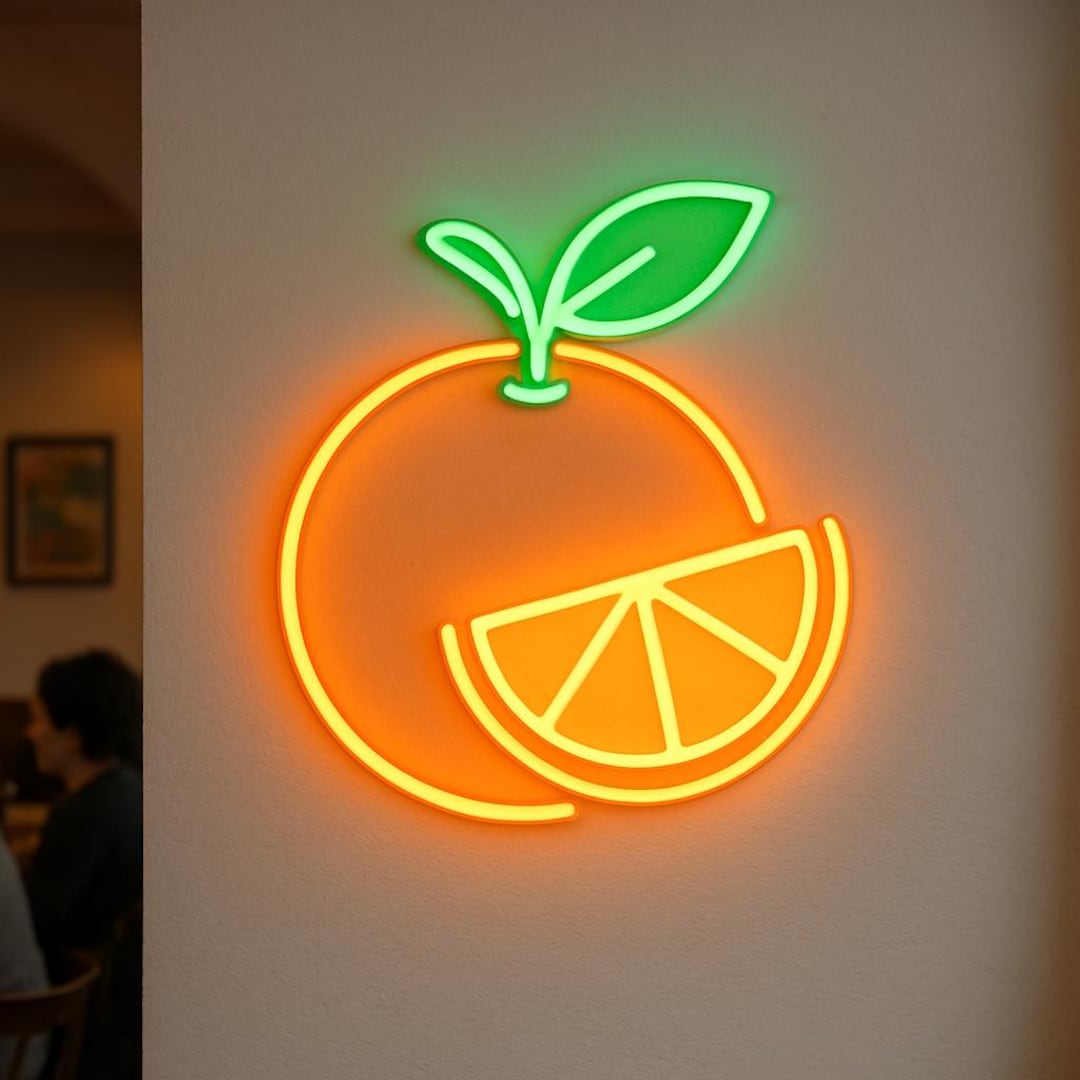 Orange Neon Sign. Citrus Light. Smoothie Bars and Fresh Cafe Led Sign ...