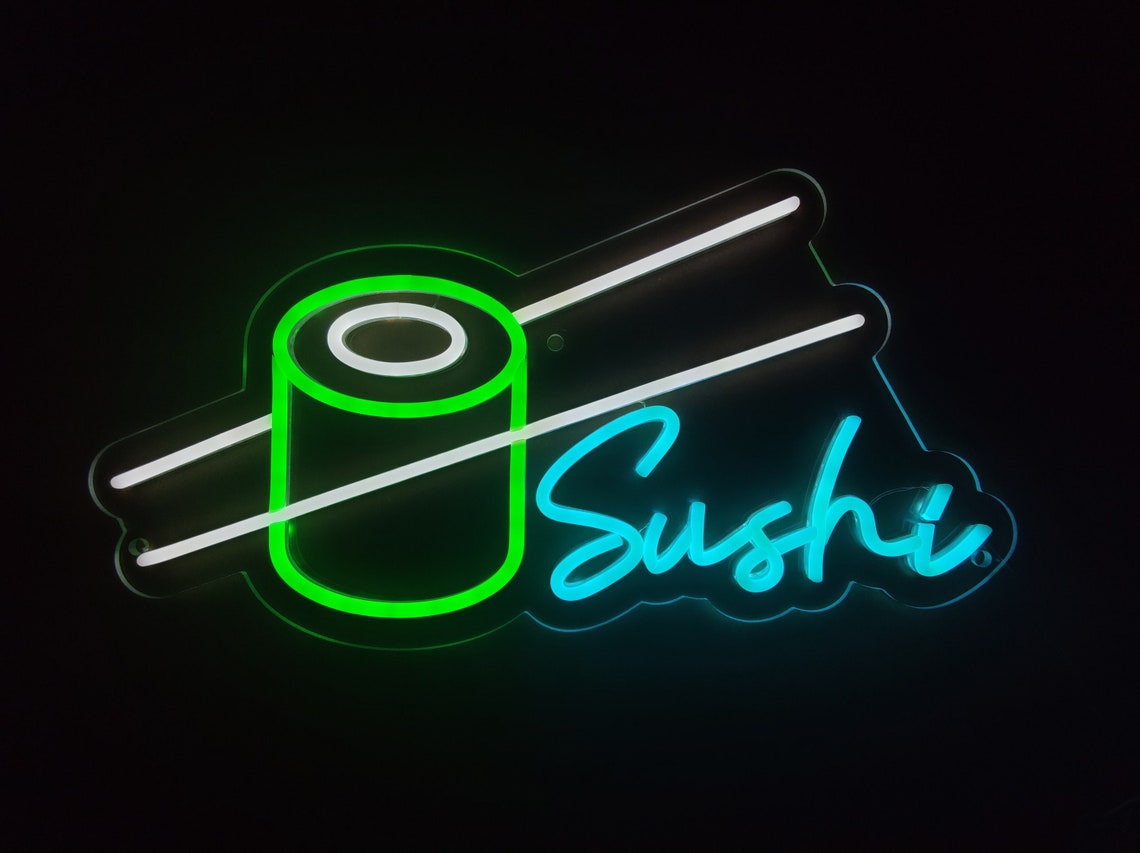 Sushi Neon Sign Sushi Roll Set Neon Lights Japanese - Etsy