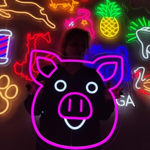 Pig Neon Sign, Pork Led Sign, Piggy Light Sign, Animal Neon Light ...