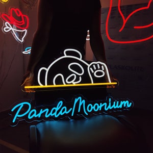 Panda Neon Sign, Panda Waves Neon Light, Animal Led Light, Custom Panda ...