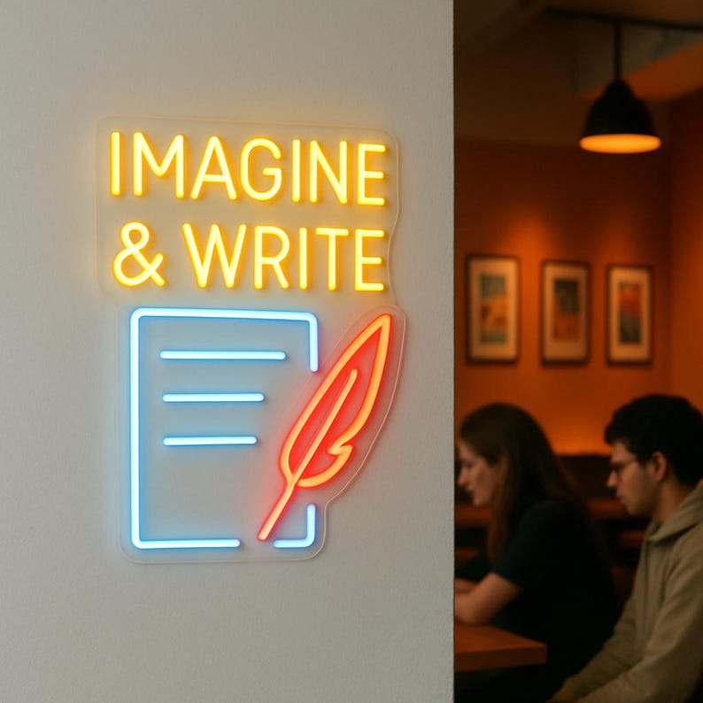 Screenwriters Neon Sign. Screenwriting Studios Light. Paper and Pen Led ...