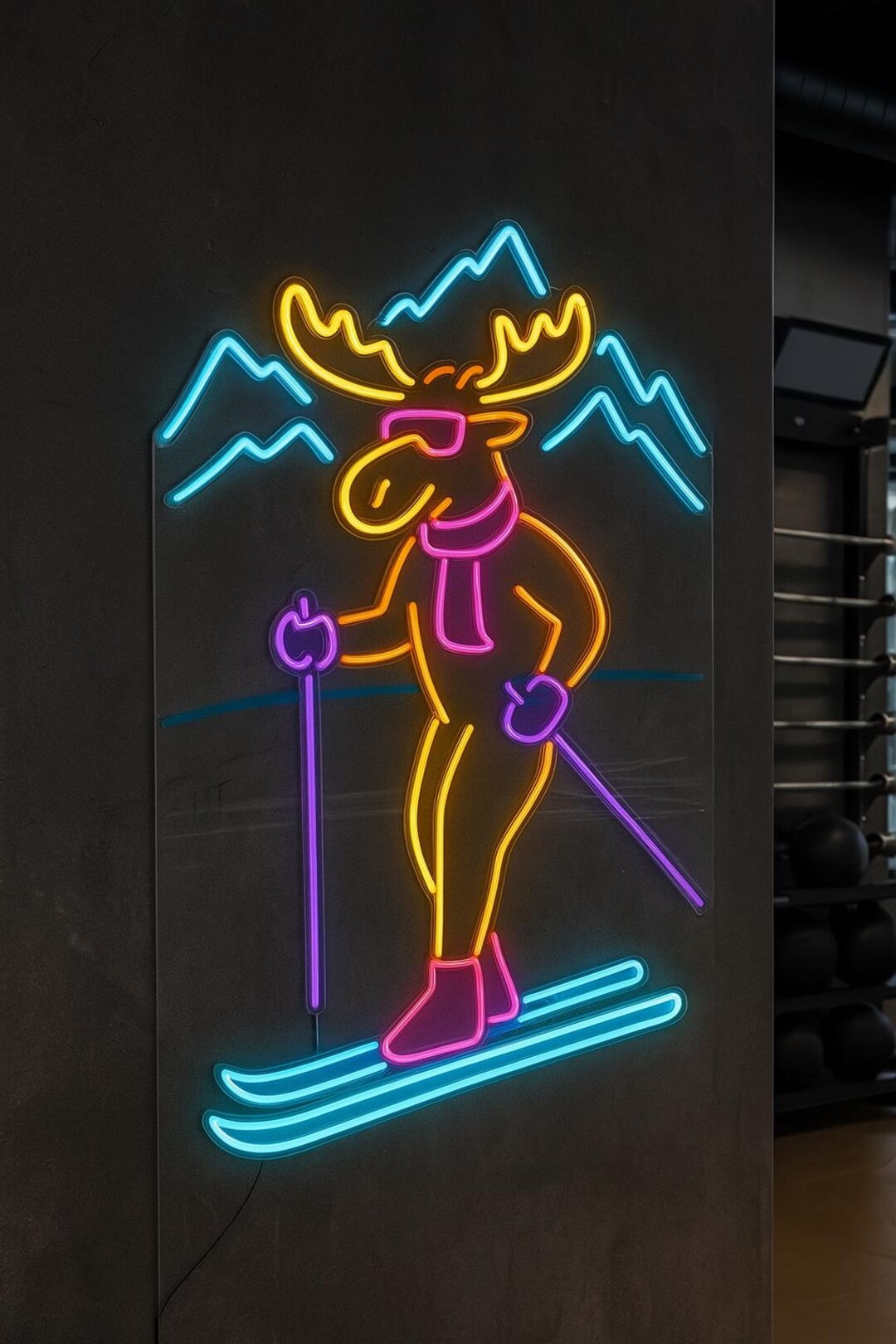 Animals and Extreme Sports Neon Sign. Sports and Travel Equipment ...