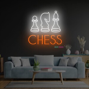 Chess Neon Sign, Chess Club Led Light Sign, Custom Chess Pieces Led ...