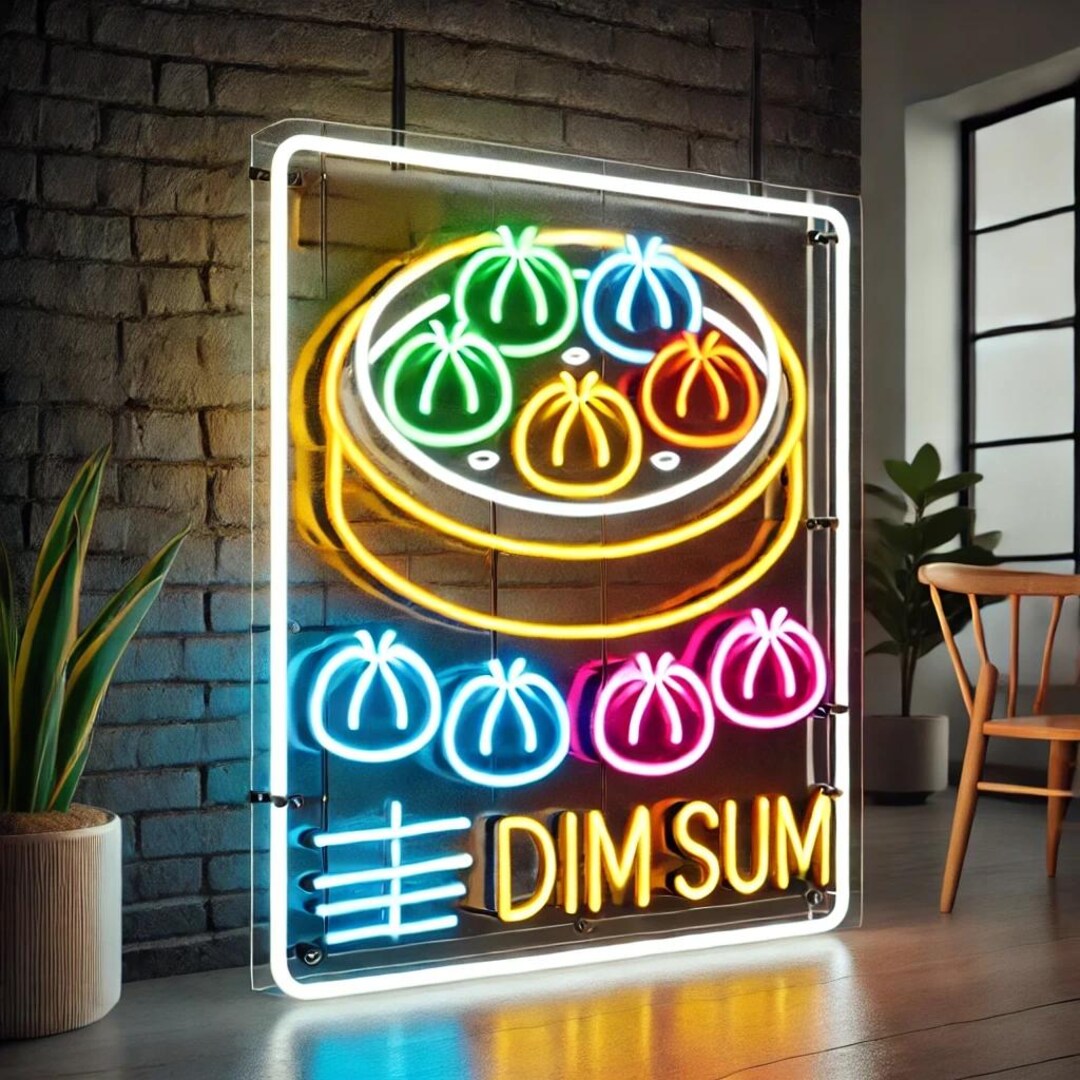 Chinese Cuisine LED Neon Sign. Dim Sum, Peking Duck, Hot Pot, Kung Pao Chicken, Sweet and Sour ...