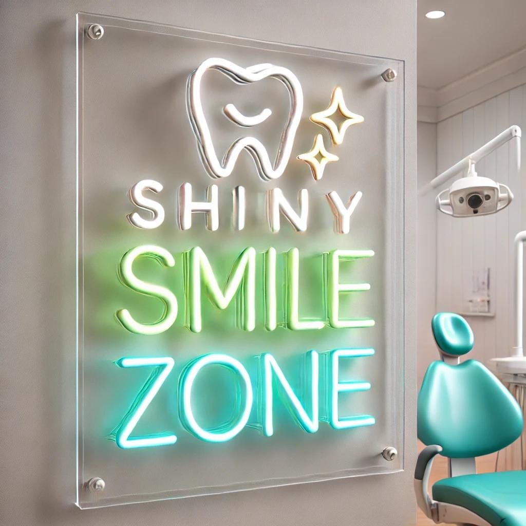 Custom Dental Clinic Neon Sign. Toothbrush and Toothpaste, Tooth, Smile ...