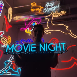 Movie Night Neon Sign, Led Cinema Sign, Light Home Theater Sign, Neon ...