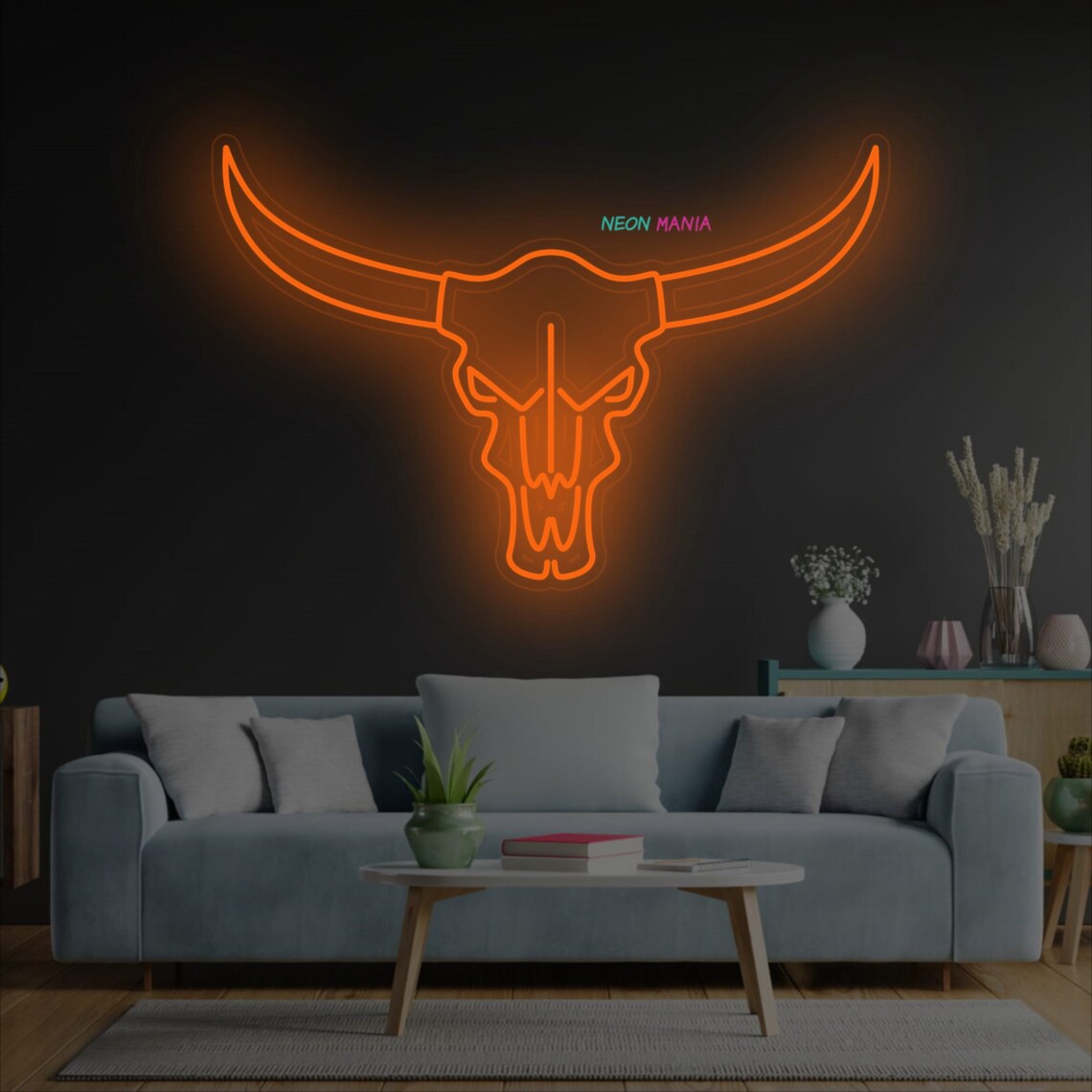 Bull Skull Neon Sign Cow Skull Led Neon Animal With Horns - Etsy
