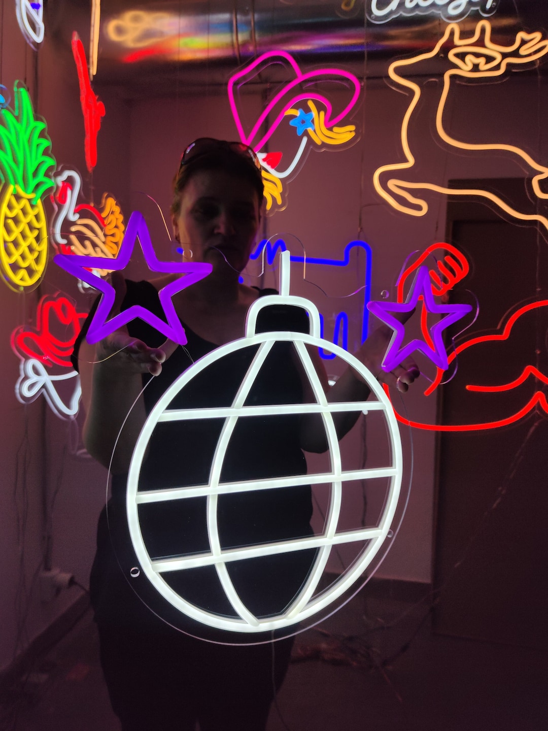 Disco Ball Neon Sign, Disco Ball Led Light, Neon Party Decor, Stars ...