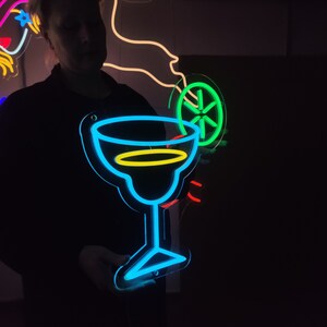 Cocktail Margarita Neon Sign, Bar Neon Light, Party Led Sign, Liquor ...