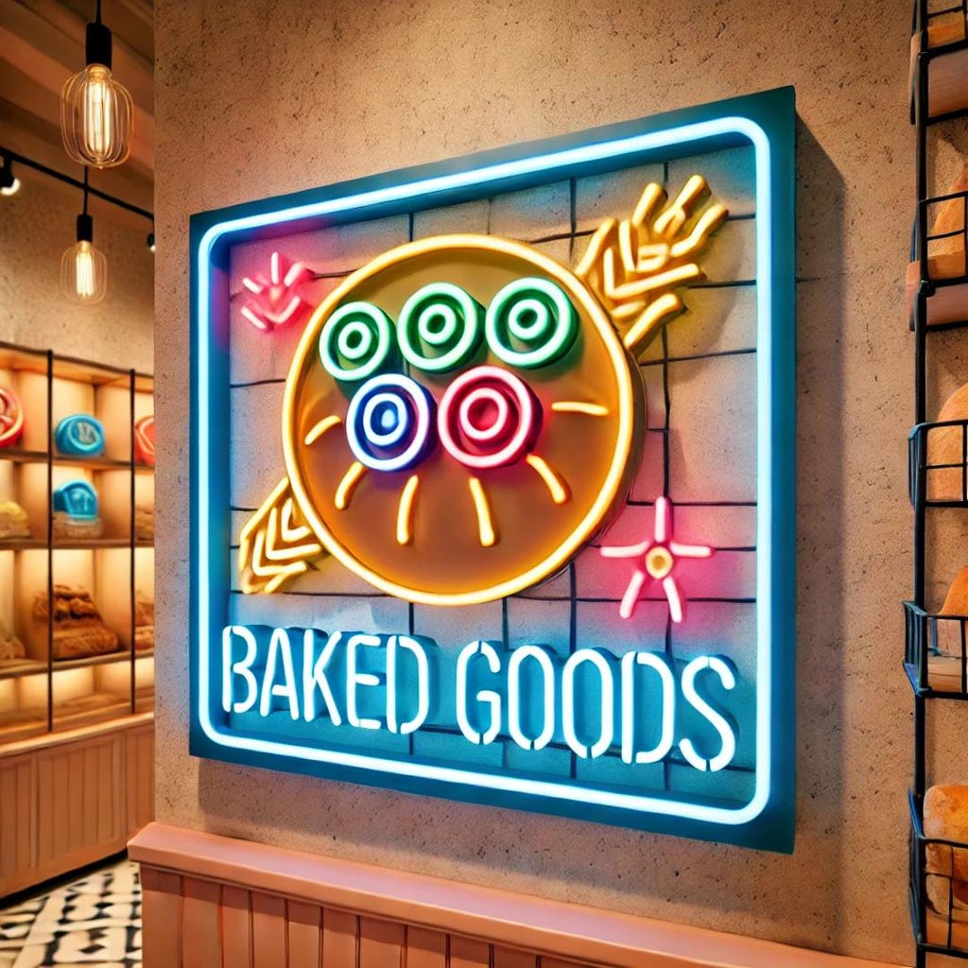 Custom Baking Neon Sign. LED Bakery Wall Decor. Fresh Pies, Fresh Bread ...