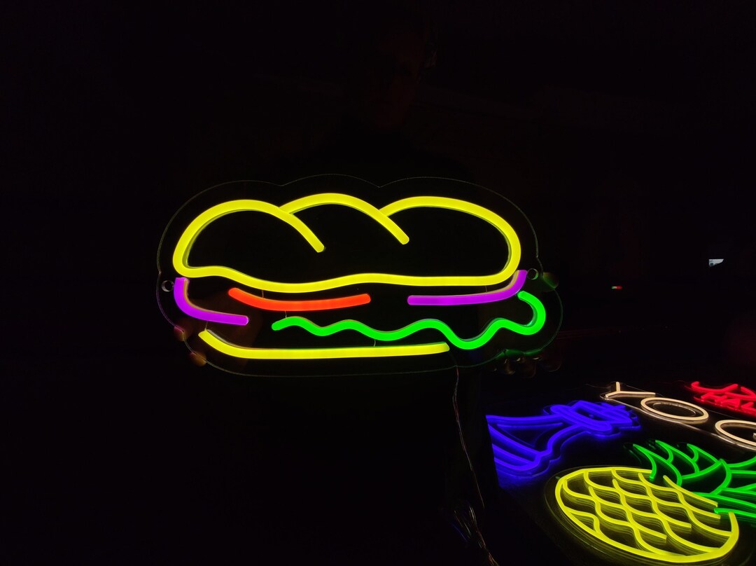 Hoagie Neon Sign, Sandwich Led Sign, Fast Food Neon Light, Custom Lunch ...