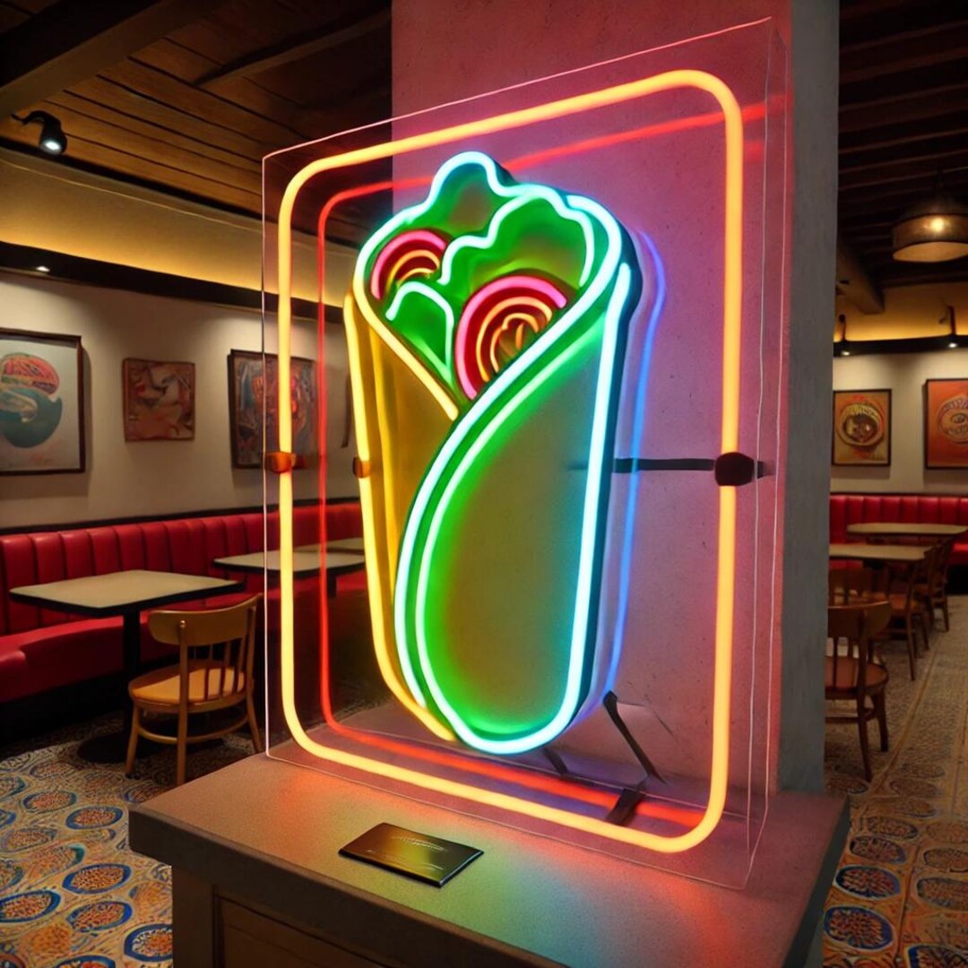 Fast Food LED Neon Sign. Quesadilla, Chili Cheese Fries, Salad Wrap ...