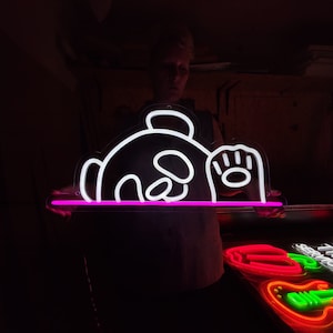 Panda Neon Sign, Panda Waves Neon Light, Animal Led Light, Custom Panda ...