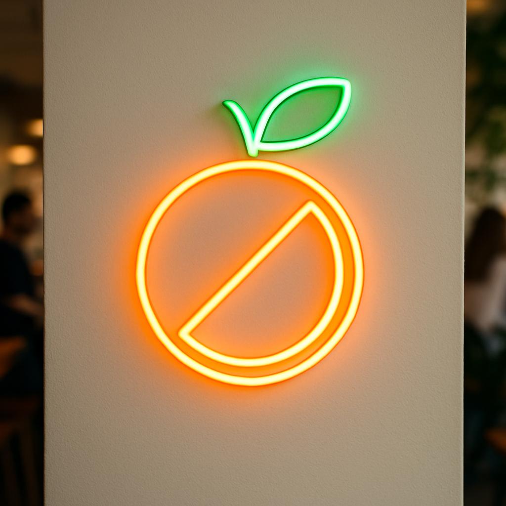 Orange Neon Sign. Citrus Light. Smoothie Bars and Fresh Cafe Led Sign ...