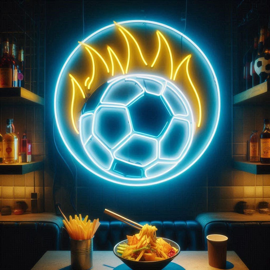 Neon Football Ball Sign. Football Decor for Sports Club. LED Sign ...