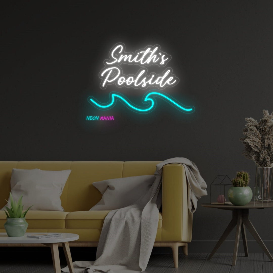 Custom Poolside Neon Sign: Light up Your Oasis. Swimming Pool Led Neon ...
