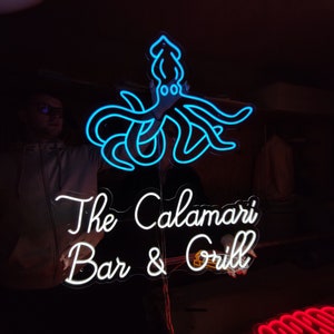Squid Neon Sign, Octopus Light Sign, Ocean Animals Led Sign, Underwater ...