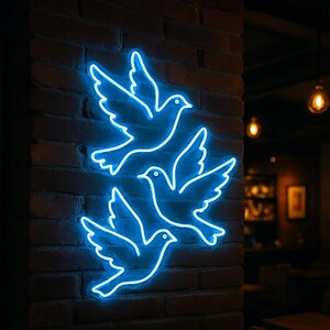 Dove Neon Sign. Flying Dove With Olive Branch LED Light Sign. Dove of ...